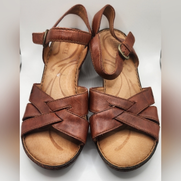Born | Shoes | Born Brown Leather Sandals With Woven Design | Poshmark